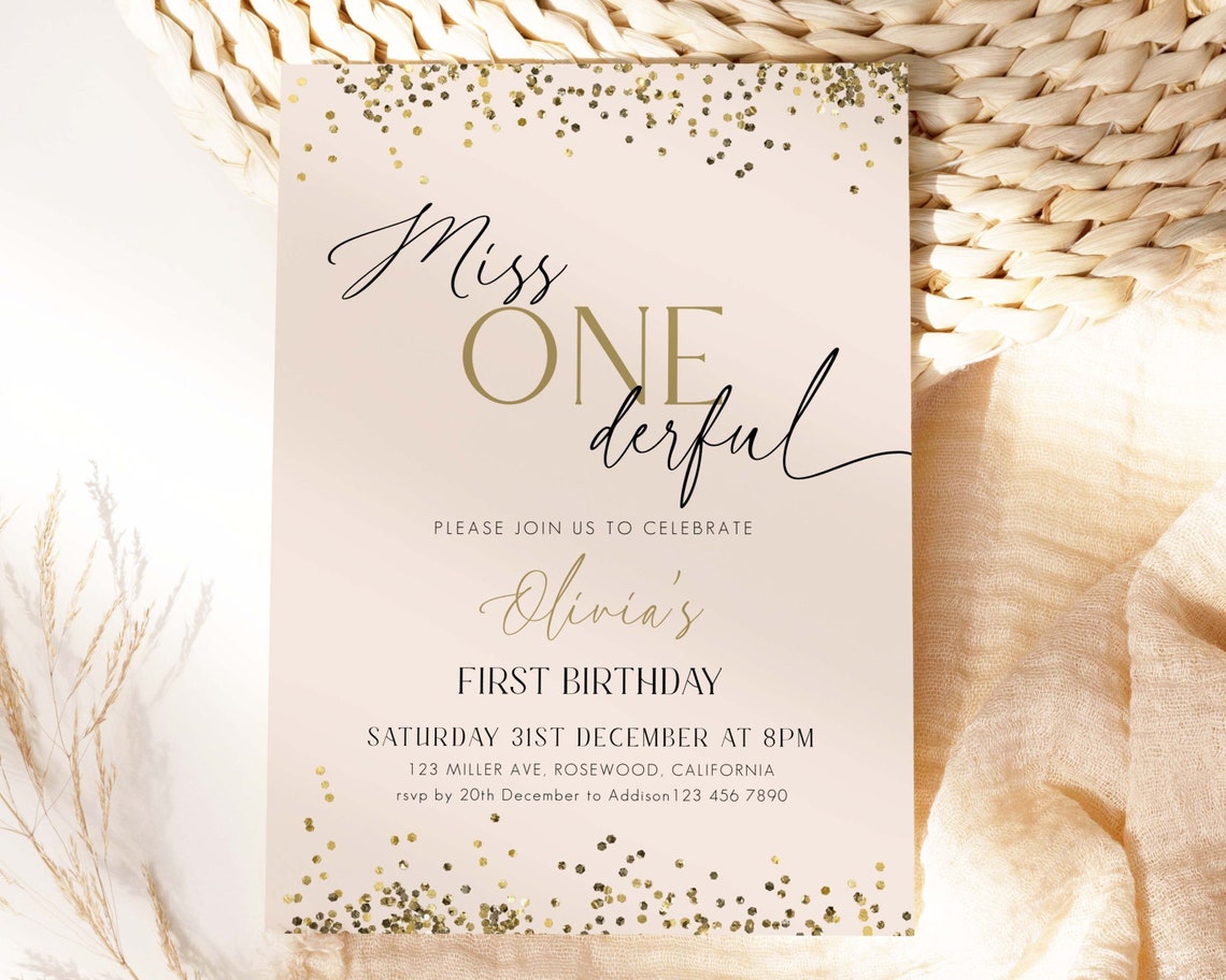 Miss Onederful Birthday Invitation Miss Onederful Invitation - Etsy