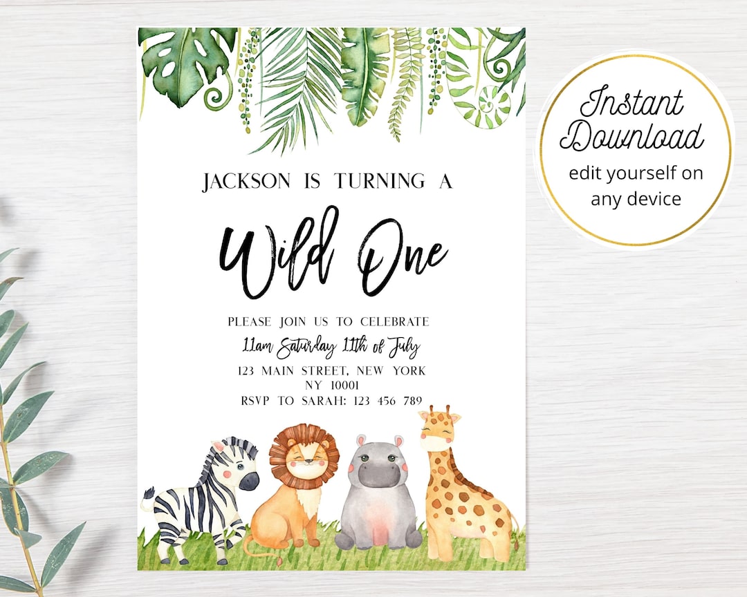 Wild One Invitation Boy, Wild One Birthday Invitation Boy Editable ...