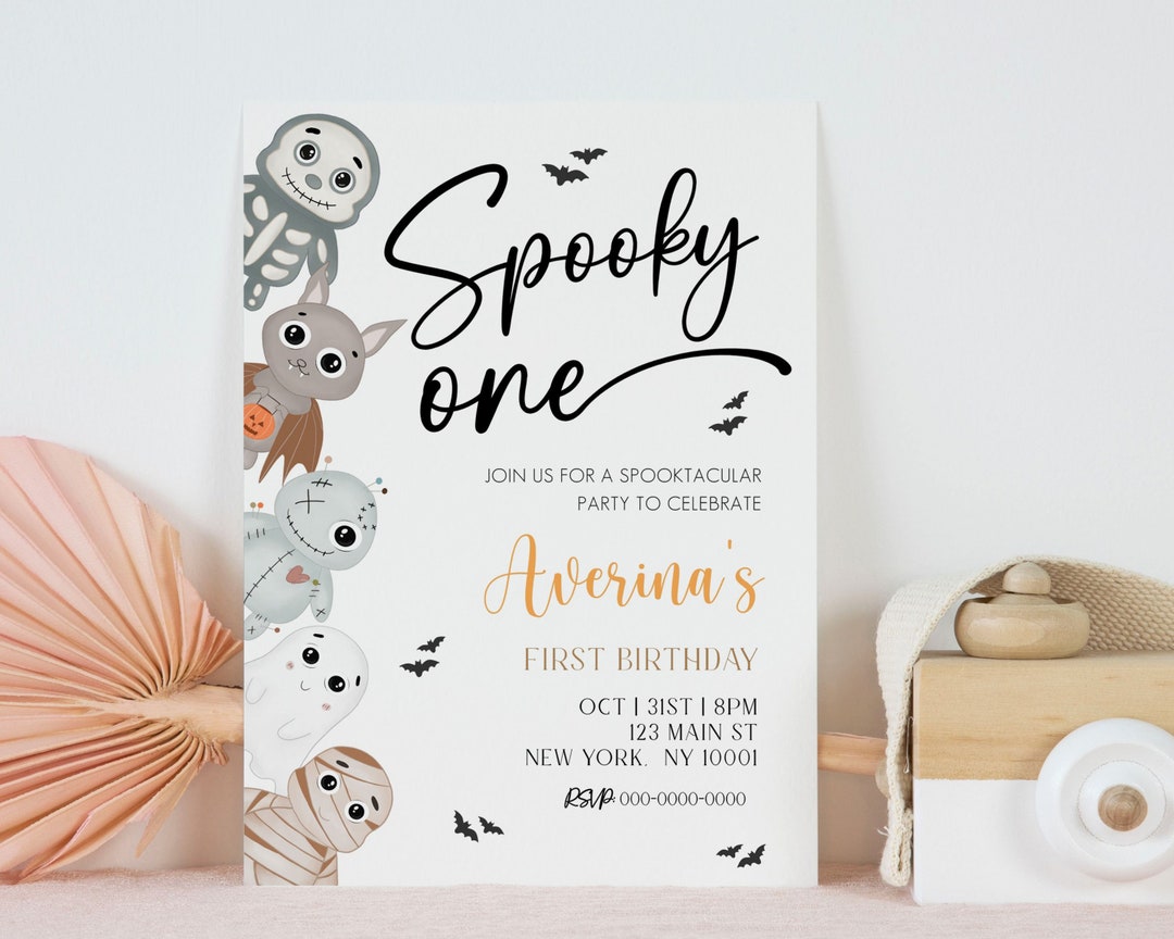 Spooky One Invitation, Halloween First Birthday Invite, Pastel ...