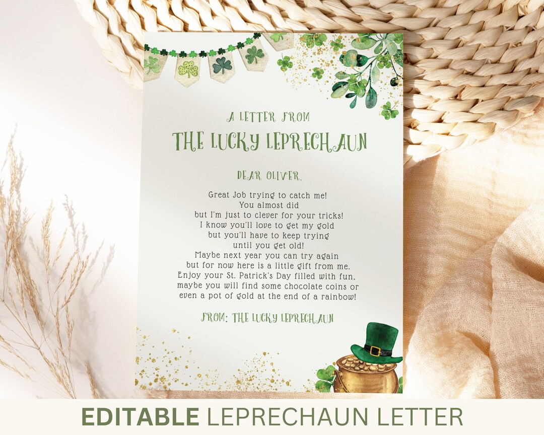 Editable Leprechaun Letter, Letter From Leprechaun, Leprechaun Trap Kit ...