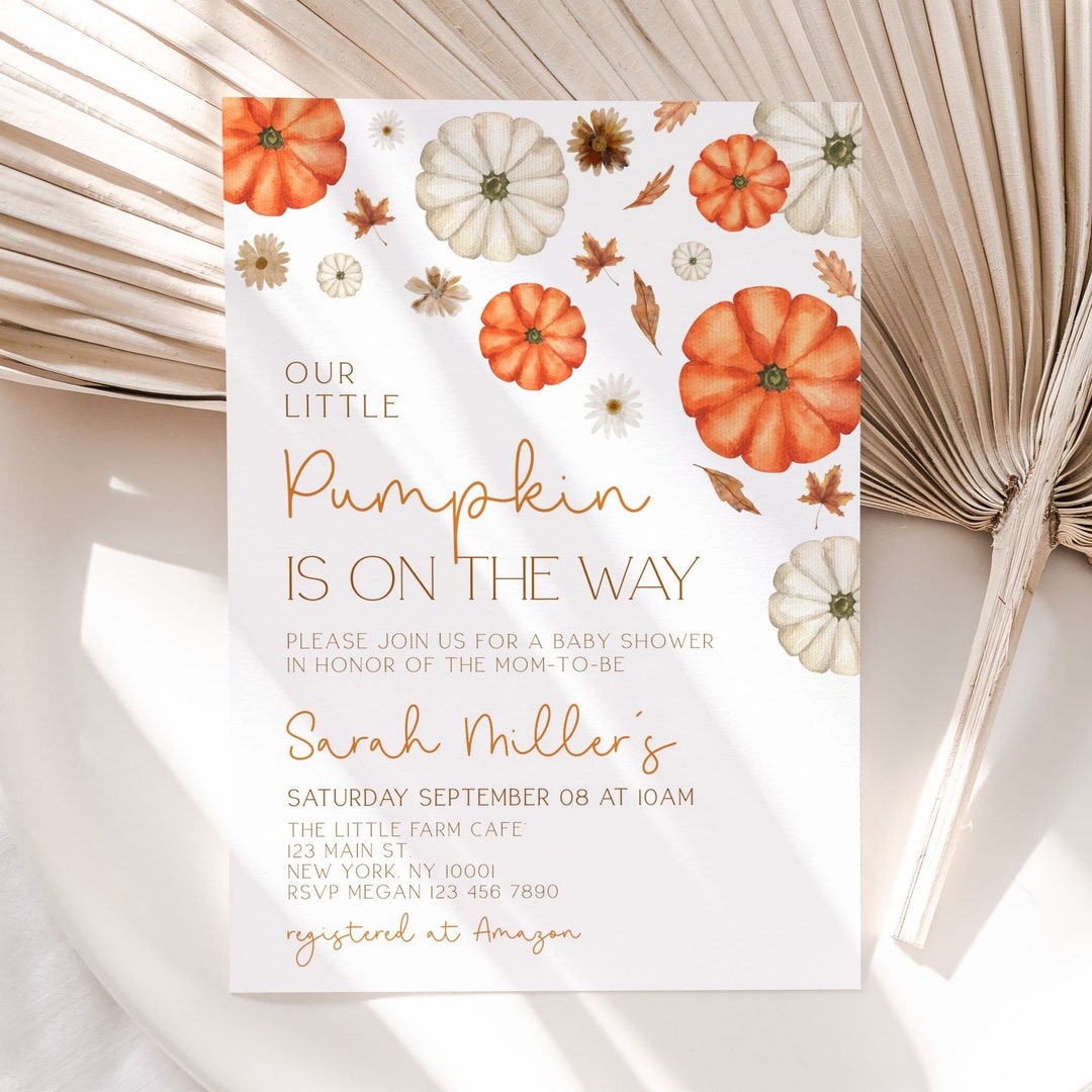 A Little Pumpkin Baby Shower Invitation, Pumpkin Baby Shower Invite ...