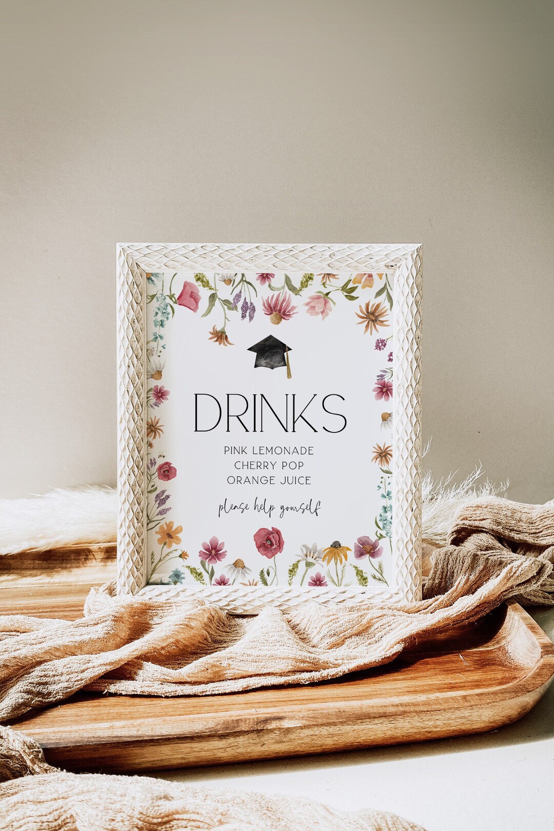 Wildflower Graduation Drinks Sign, Grad Gifts Sign, Wildflower Grad ...