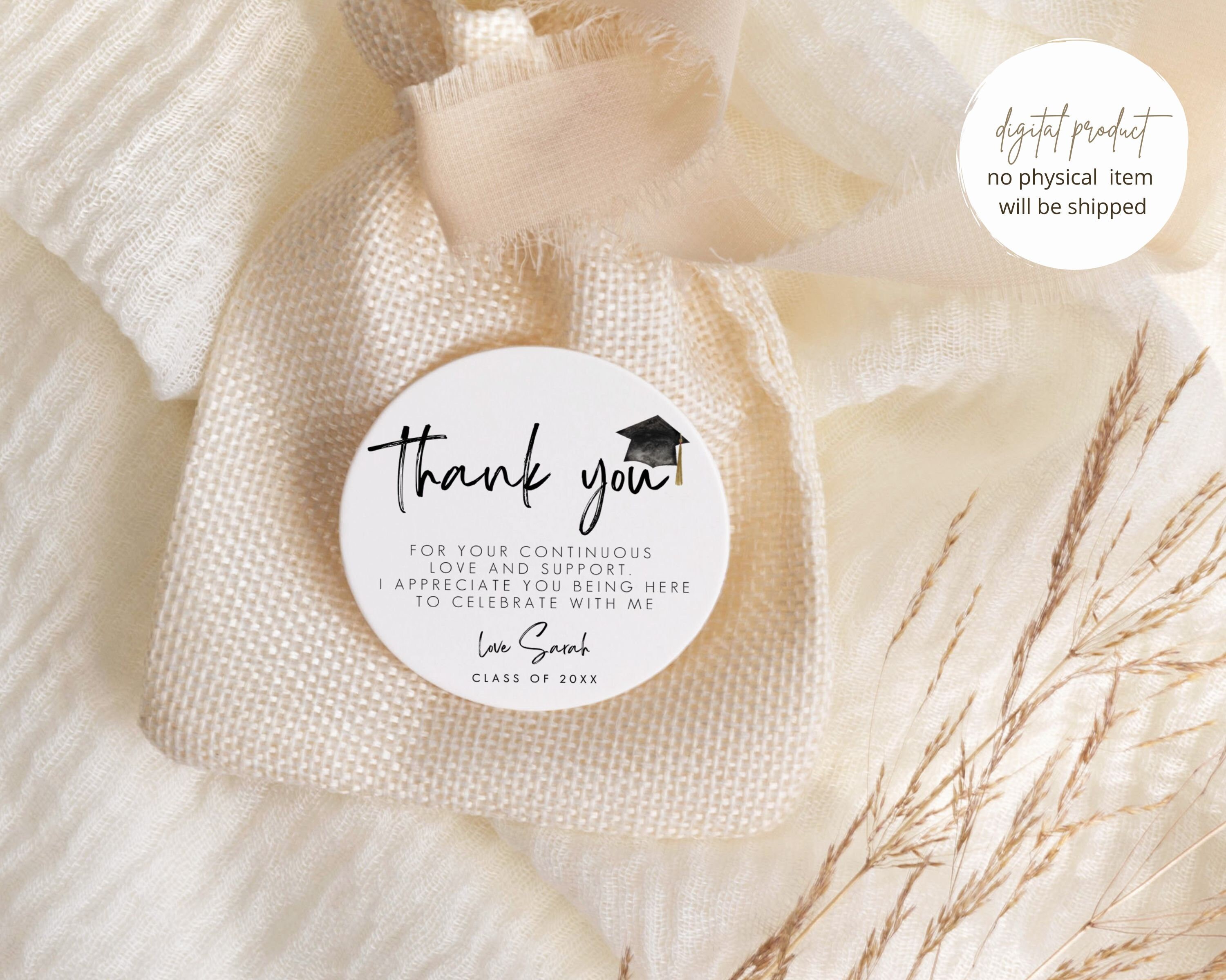 Editable Graduation Thank You Tag, Graduation Favor Tag Printable, Grad ...