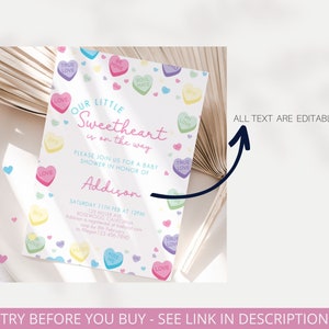 Conversation Hearts Baby Shower Invitation Bundle, Valentine Baby ...