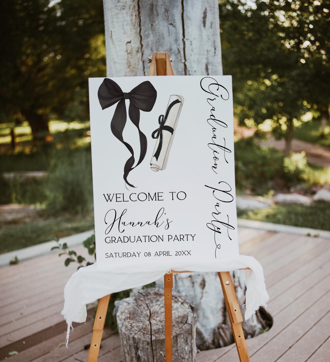 Black Bow Graduation Party Welcome Sign, Graduation Welcome Sign ...