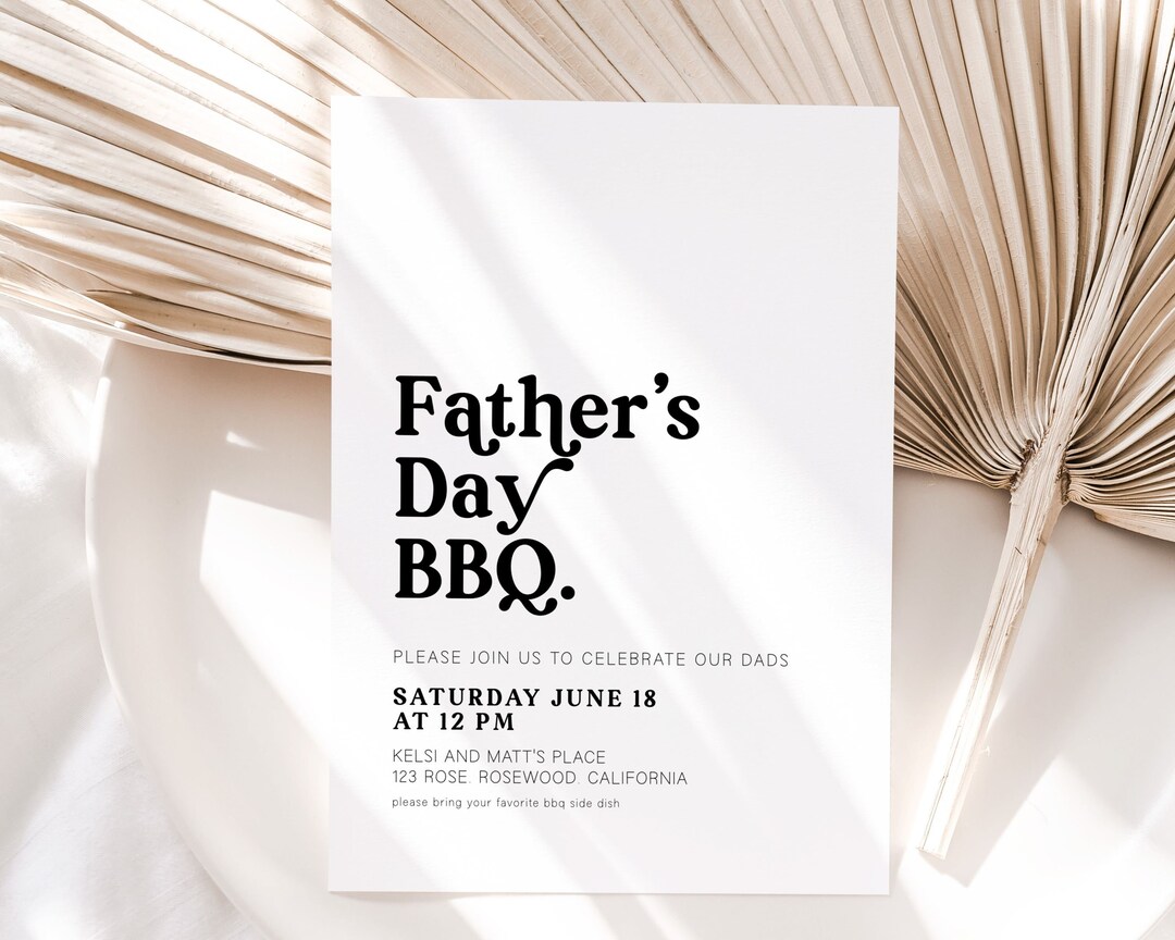 Fathers Day BBQ Invite, Fathers Day Lunch Invitation, Father's Day ...