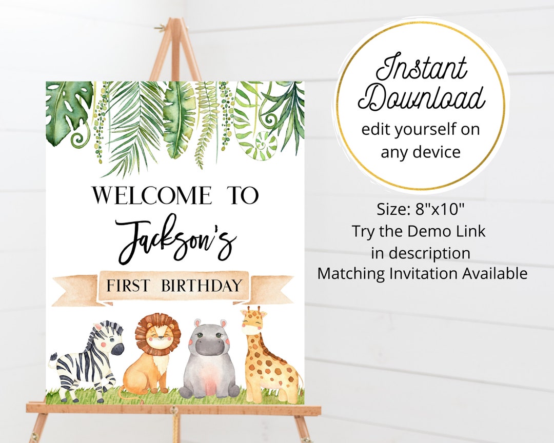 Wild One Sign, Wild One Welcome Sign, Wild One Birthday, Editable ...