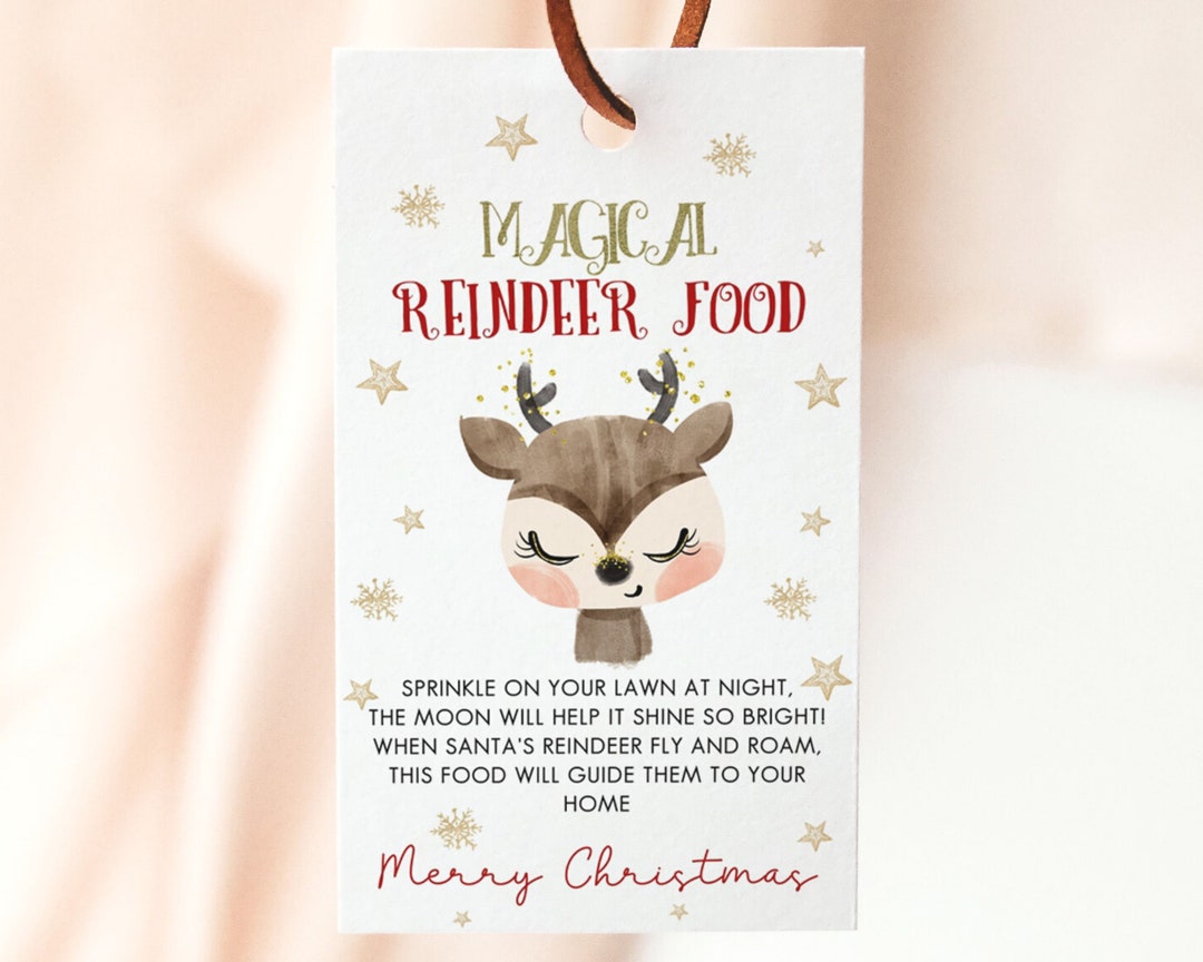 Magical Reindeer Food Tag, Christmas Reindeer Food Tags, Christmas Eve ...