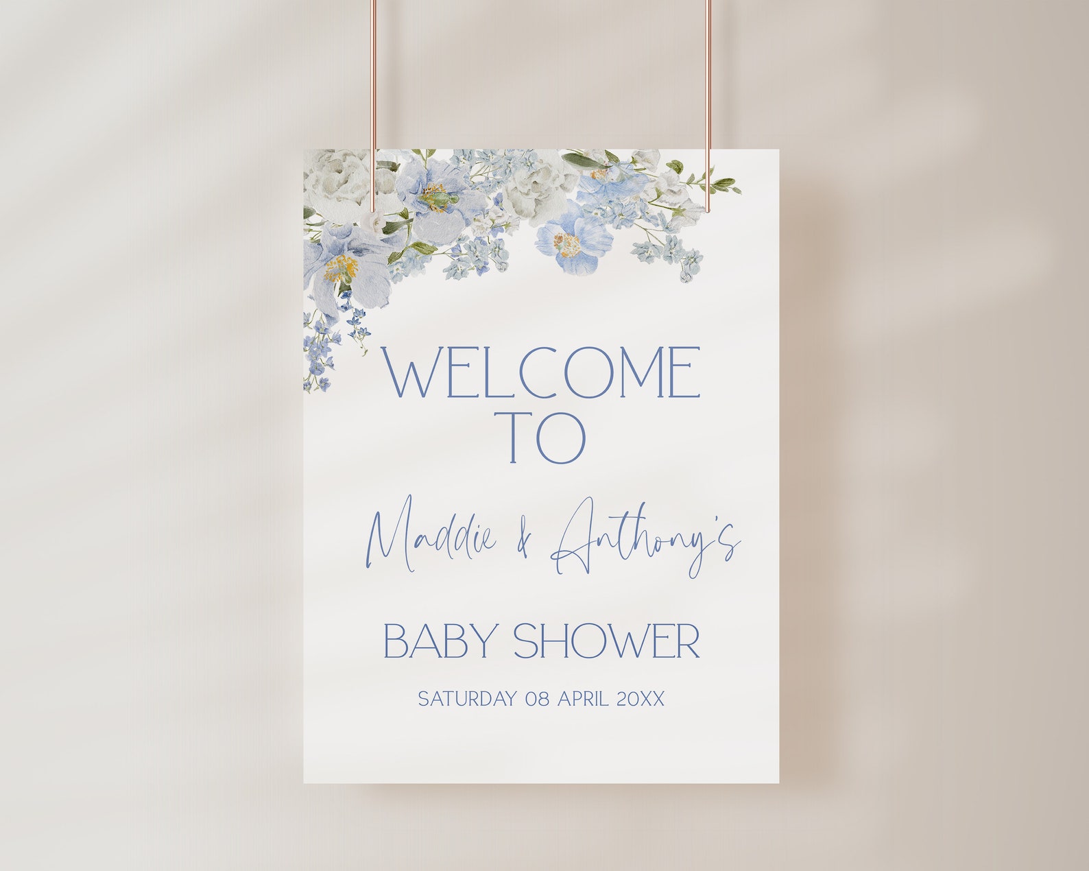 Blue Baby in Bloom Welcome Sign, Boy Baby in Bloom Baby Shower ...