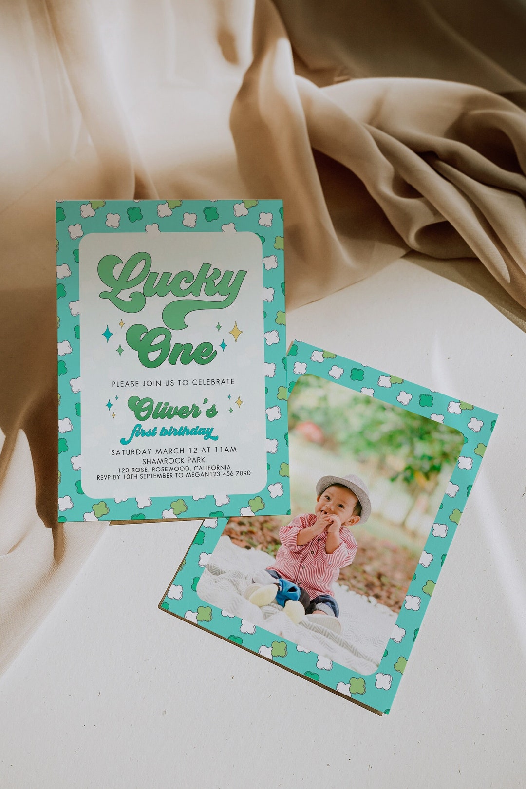 Lucky One Birthday Invitation, Boy Lucky One, Shamrock Birthday Invite ...