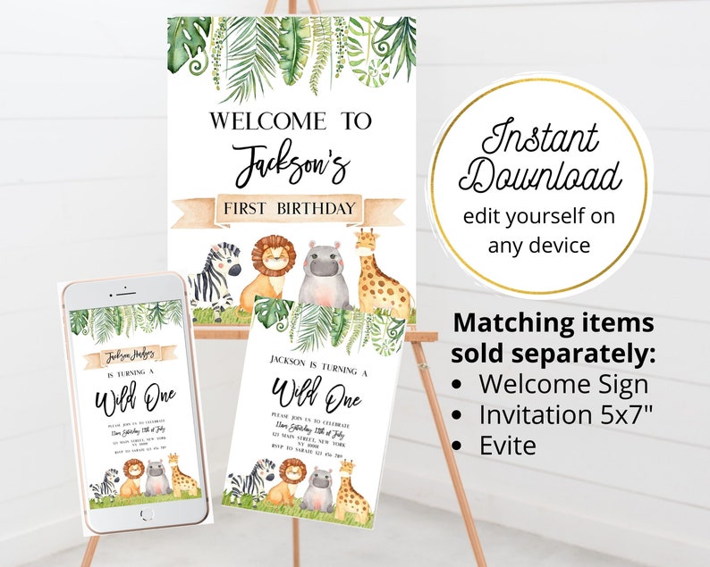 Wild One Milestone Board Safari Animals Wild One Birthday - Etsy