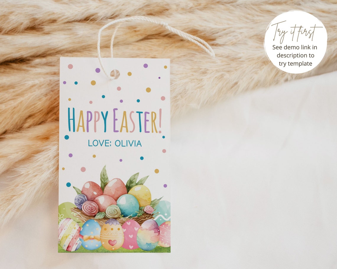 Editable Happy Easter Gift Tag for Kids Easter Gift Tag - Etsy