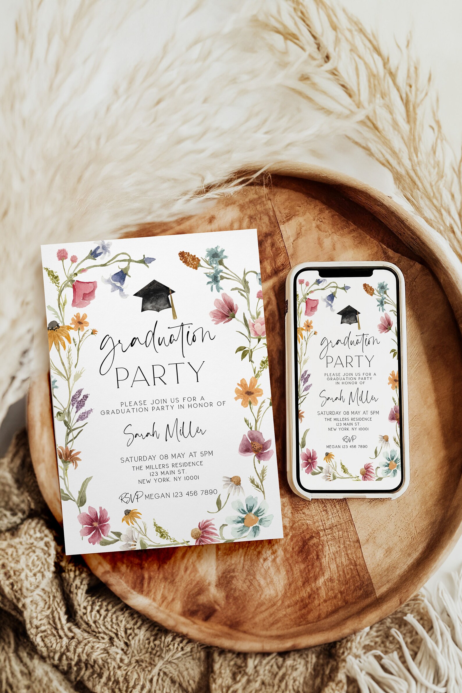 Wildflower Graduation Invitation Bundle, Graduation Party Bundle ...