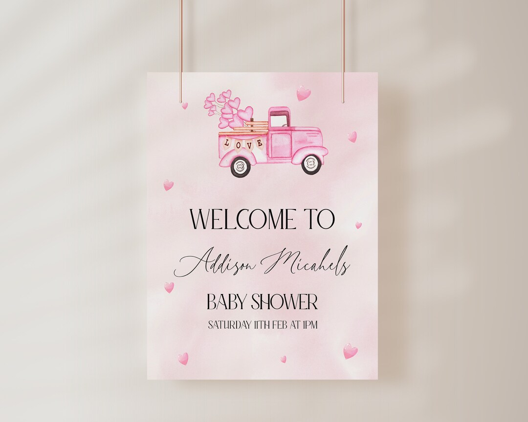 Valentine Baby Shower Welcome Sign, Sweetheart Valentine Welcome Sign ...