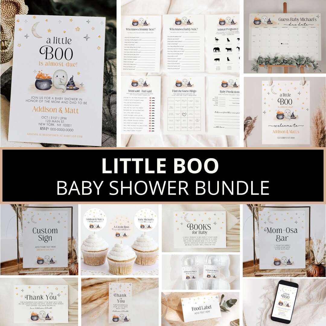 Little Boo Baby Shower Invitation Bundle, Baby Ghost Baby Shower Bundle ...