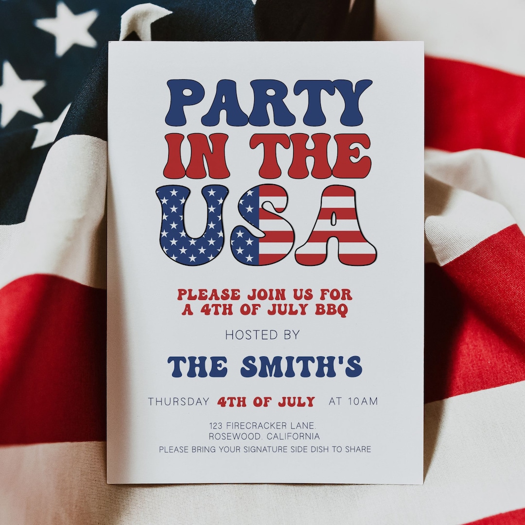 4th of July BBQ Invitation, 4th of July Invite,4th of July Invitation ...