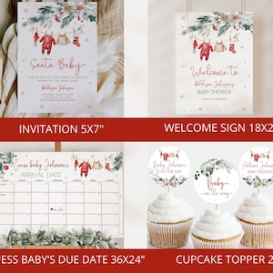 Santa Baby Shower Bundle, Christmas Baby Shower Invitation Bundle ...