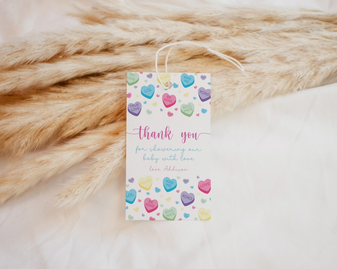 Editable Conversation Hearts Favor Tag, Baby Shower Favor Tag ...