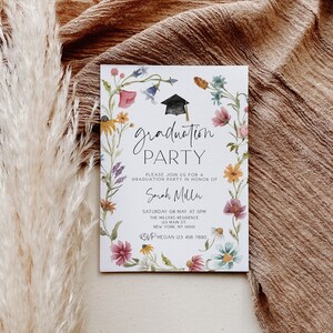 Wildflower Graduation Invitation, Wildflower Graduation Announcement ...