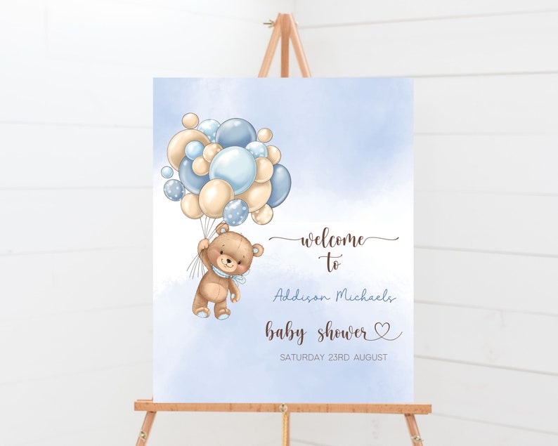 Bearly Wait Welcome Sign Bear Baby Shower Welcome Sign Blue - Etsy