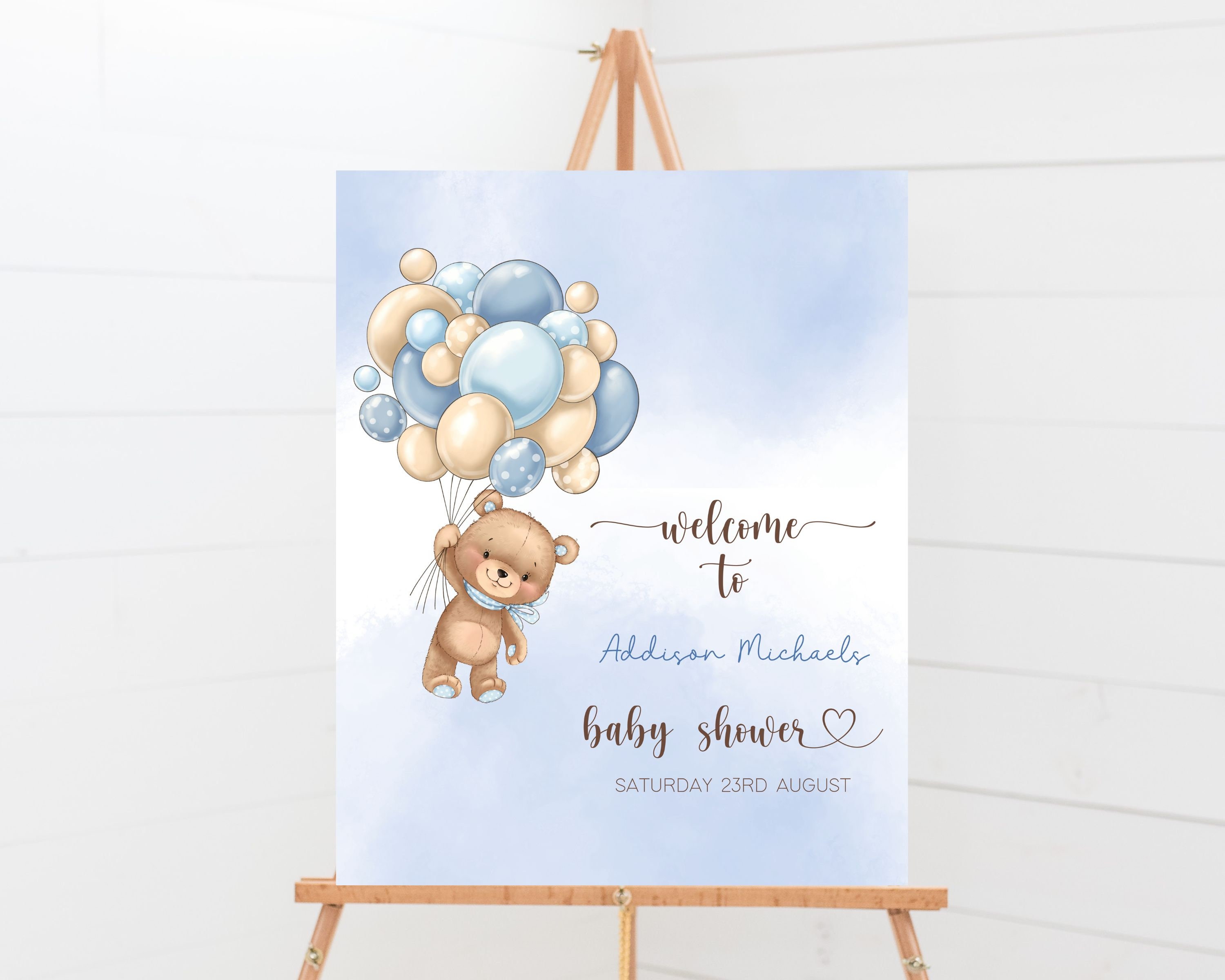 Bearly Wait Welcome Sign Bear Baby Shower Welcome Sign Blue - Etsy