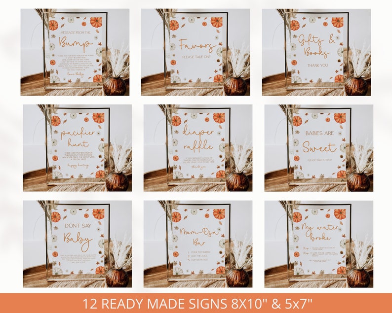 Little Pumpkin Baby Shower Bundle, Fall Pumpkin Baby Shower Invitation ...
