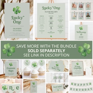 Editable Lucky One Birthday Invitation, Shamrock Birthday Invite, St ...