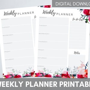 Weekly Planner Printable, Floral Weekly Planner, to Do List, Undated ...