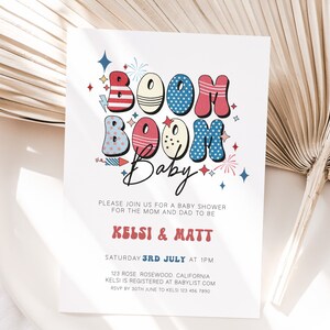 Boom Boom Baby Shower Invitation, 4th of July Baby Shower Invite, 4th ...