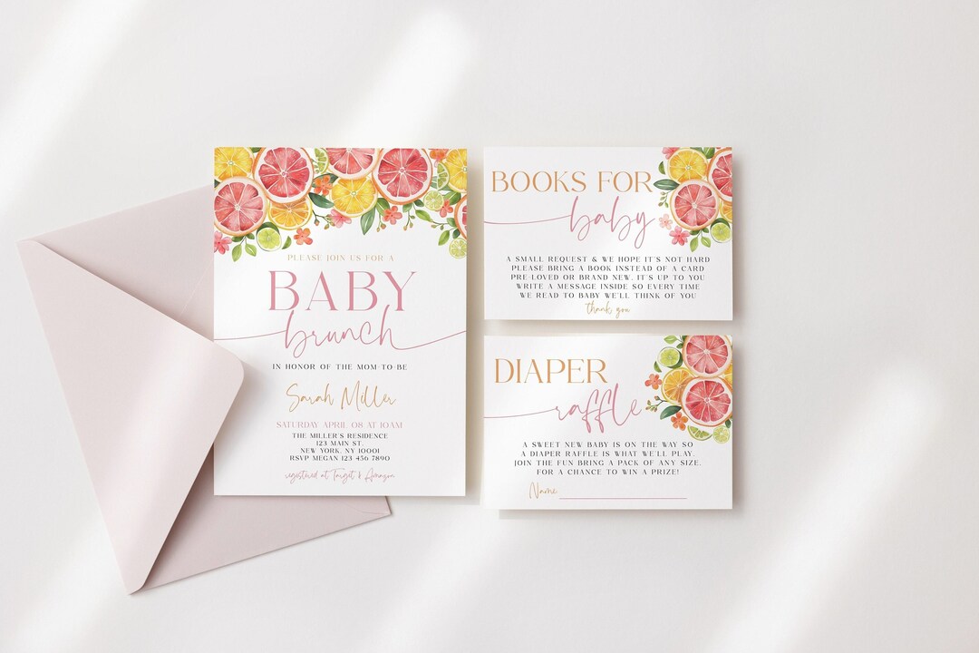 Citrus Baby Brunch Invitation Set, Citrus Baby Shower Invitation ...