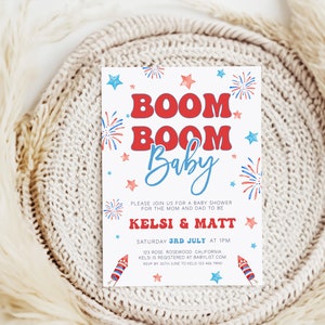 Boom Boom Baby Shower Invitation, 4th of July Baby Shower Invite, 4th ...