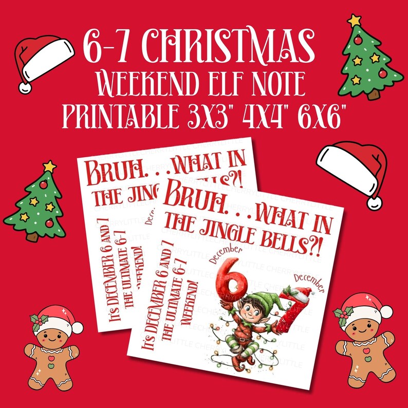 6-7 Elf Note Card, 6 7 Christmas Weekend Elf Note, 6 7 Trending Meme ...