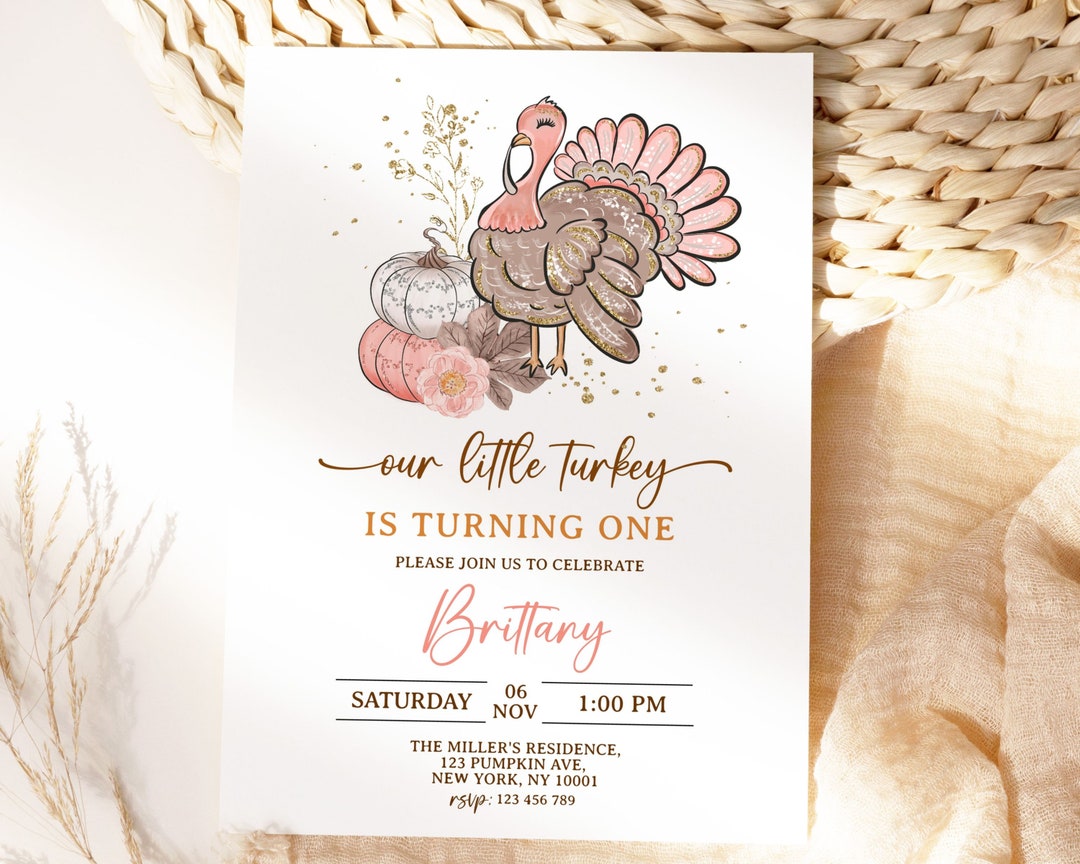 Little Turkey Birthday Invitation Template, Turkey Invitation ...