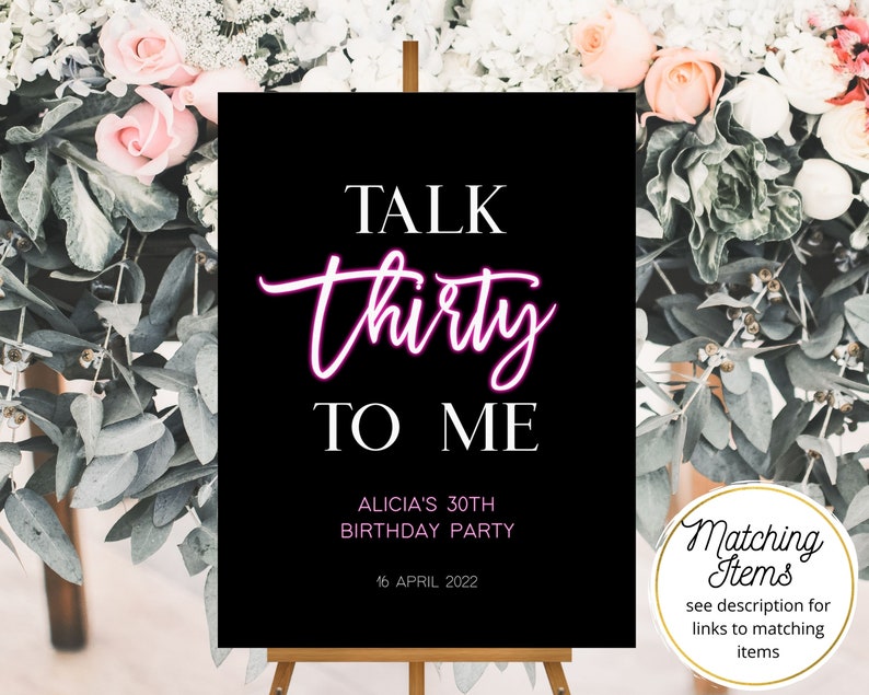 Talk Thirty to Me Sign, Talk Thirty to Me Welcome Sign, 30th Birthday ...