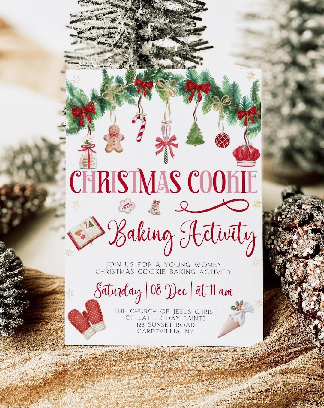 Christmas Cookie Baking Activity Invitation Template, LDS Activity ...