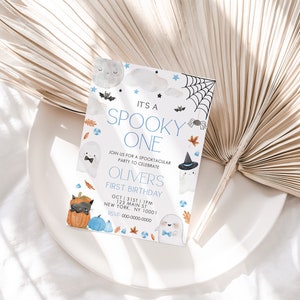 Blue Spooky One Invitation, Halloween First Birthday Invite, Boy ...