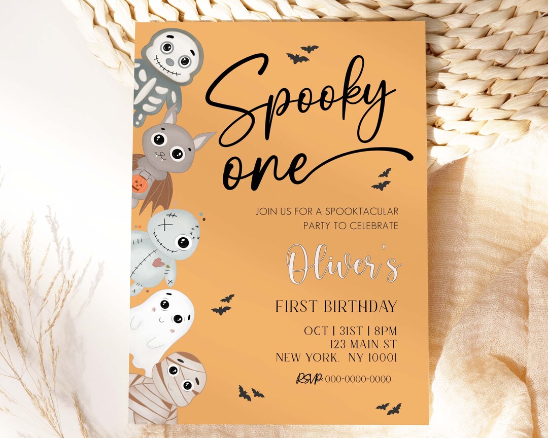 Spooky One Halloween 1st Birthday Invitation, Halloween First Birthday ...