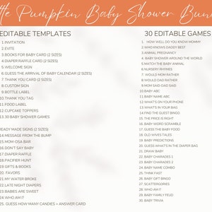 Little Pumpkin Baby Shower Bundle, Fall Pumpkin Baby Shower Invitation ...