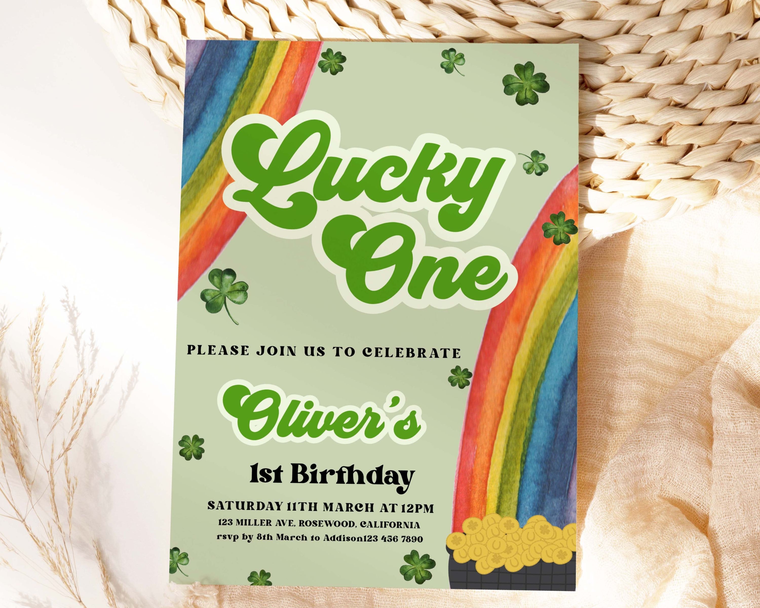 Editable Lucky One Invitation Lucky One First Birthday Boy - Etsy