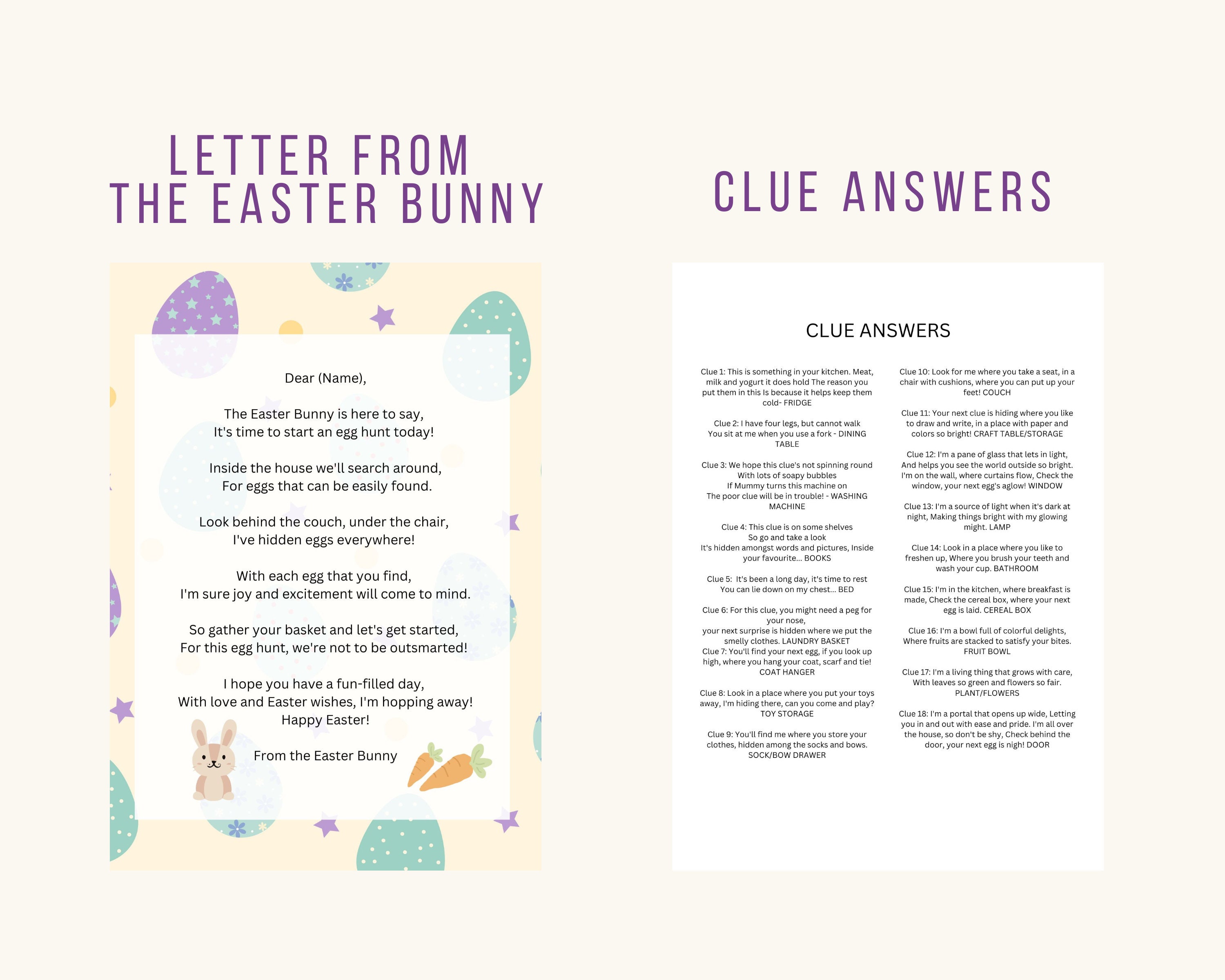 Editable Indoor Easter Egg Hunt Clues, Indoor Easter Scavenger Hunt ...