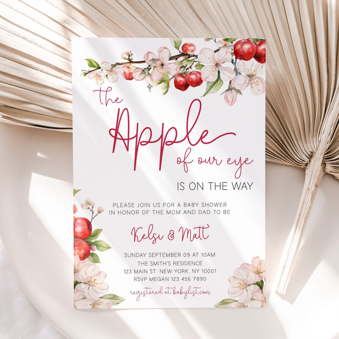 Apple Baby Shower Invitation, Apple of Our Eye Baby Shower Invitation ...