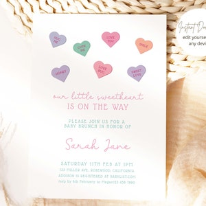 Conversation Hearts Baby Shower Invitation, Valentine Shower Invite ...