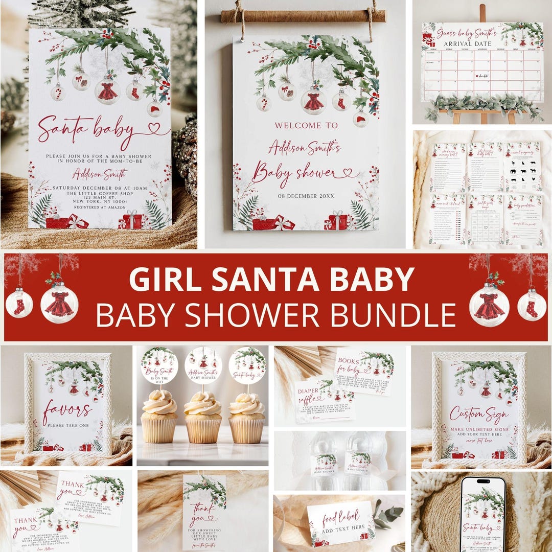 Santa Baby Shower Bundle, Santa Baby Shower Invitation, Christmas Baby ...