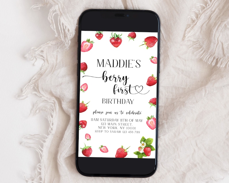 Berry First Birthday Invitation Digital Berry First Party - Etsy