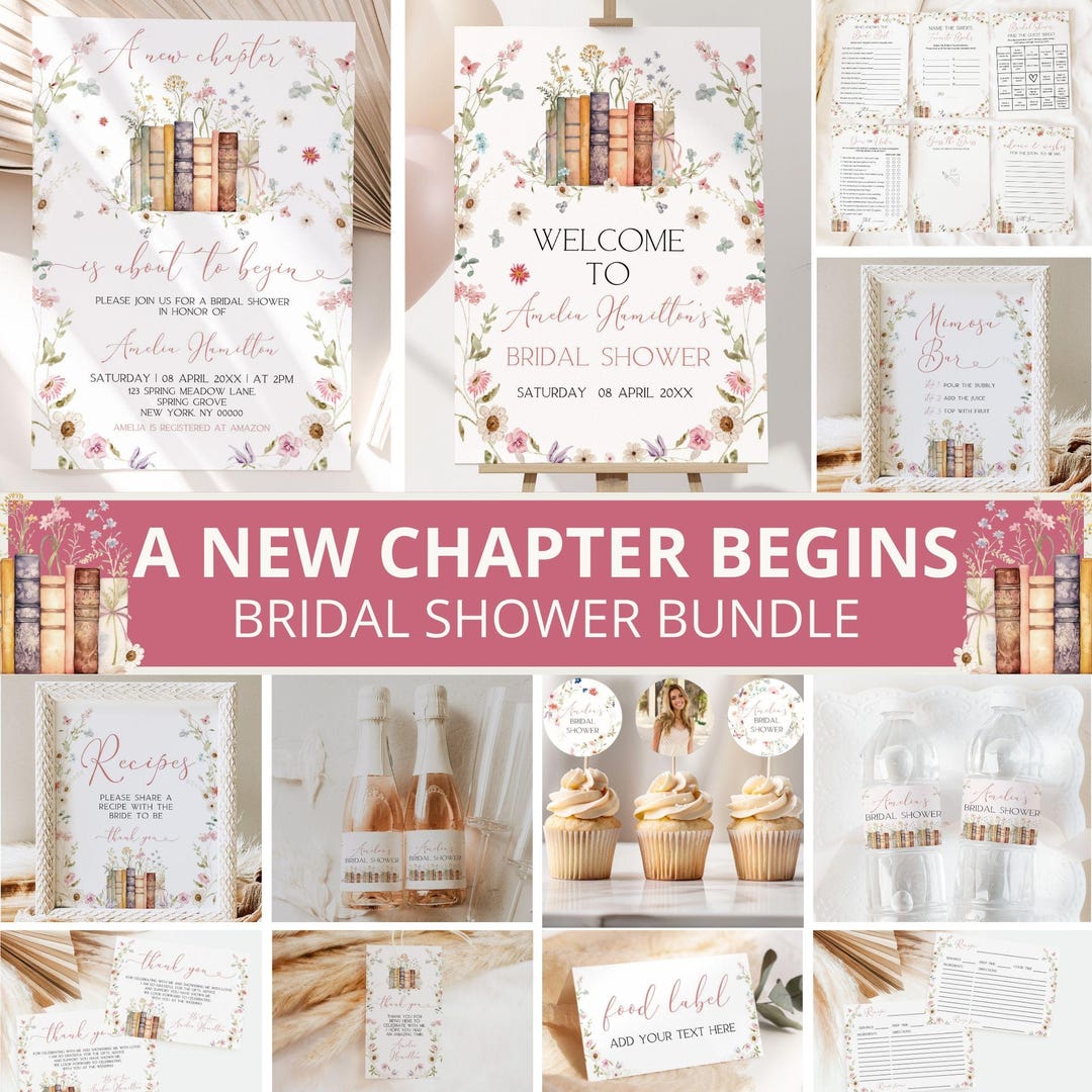 Storybook Bridal Shower Bundle, New Chapter Begins Bridal Shower, Book ...