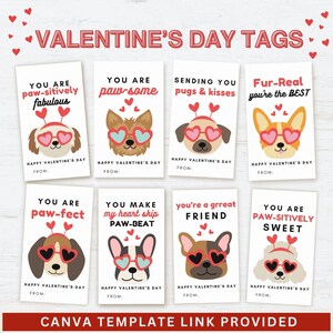 Valentine's Day Gift Tag, Classroom Valentine Tag, Puppy Pun Valentine ...