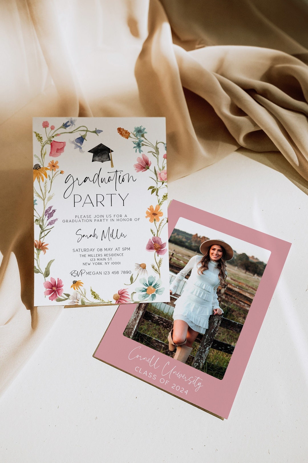 Wildflower Graduation Invitation, Wildflower Graduation Announcement ...