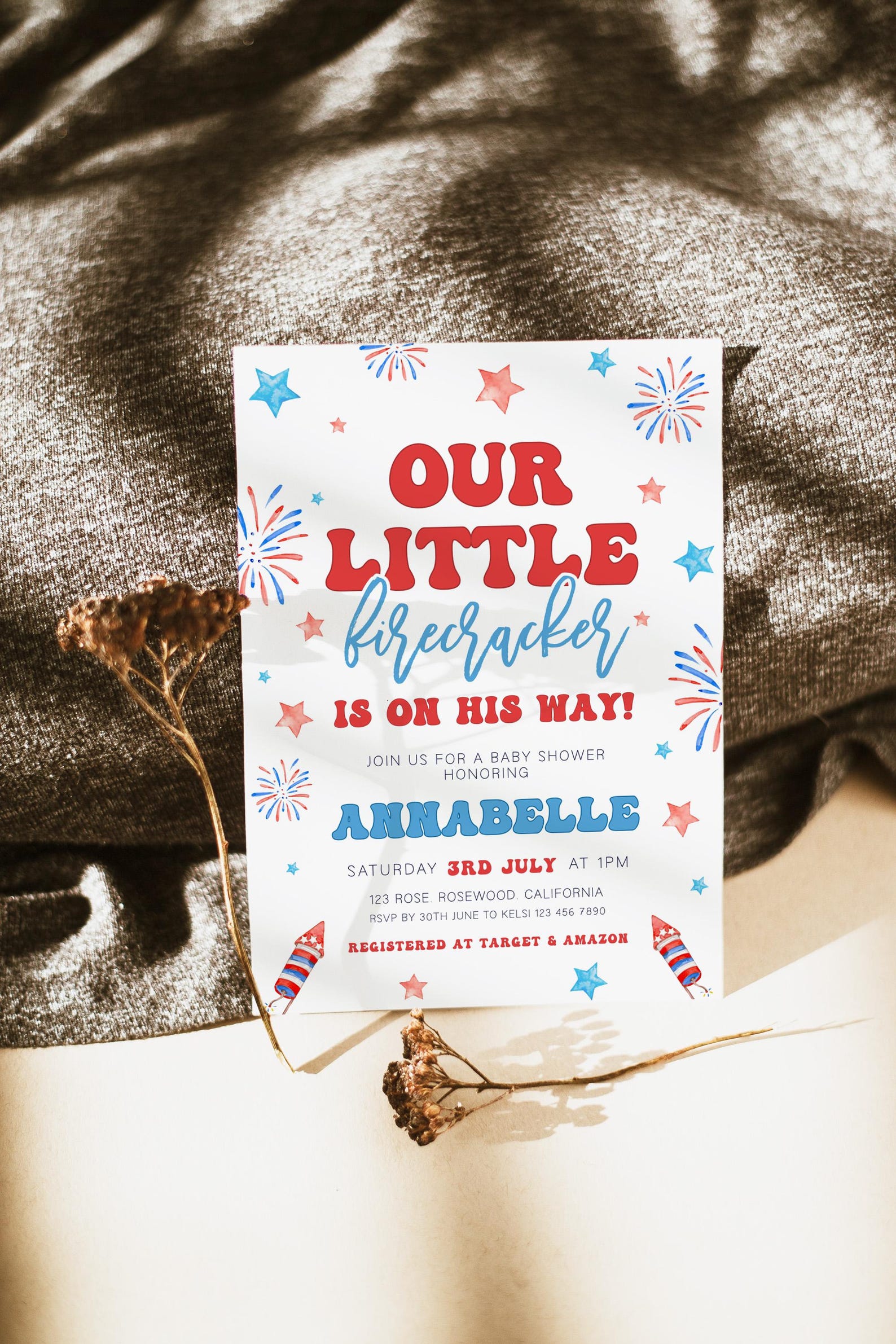 Little Firecracker Baby Shower Bundle, 4th of July Baby Shower Bundle ...