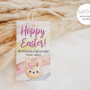 Editable Hoppy Easter Gift Tag for Kids, Easter Gift Tag Printable ...