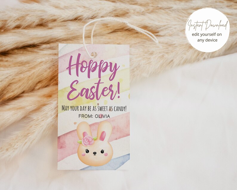 Editable Hoppy Easter Gift Tag for Kids Easter Gift Tag - Etsy